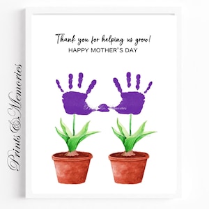 Mother's Day Craft Handprint Art, Flower Handprint, 2 Stems for ...