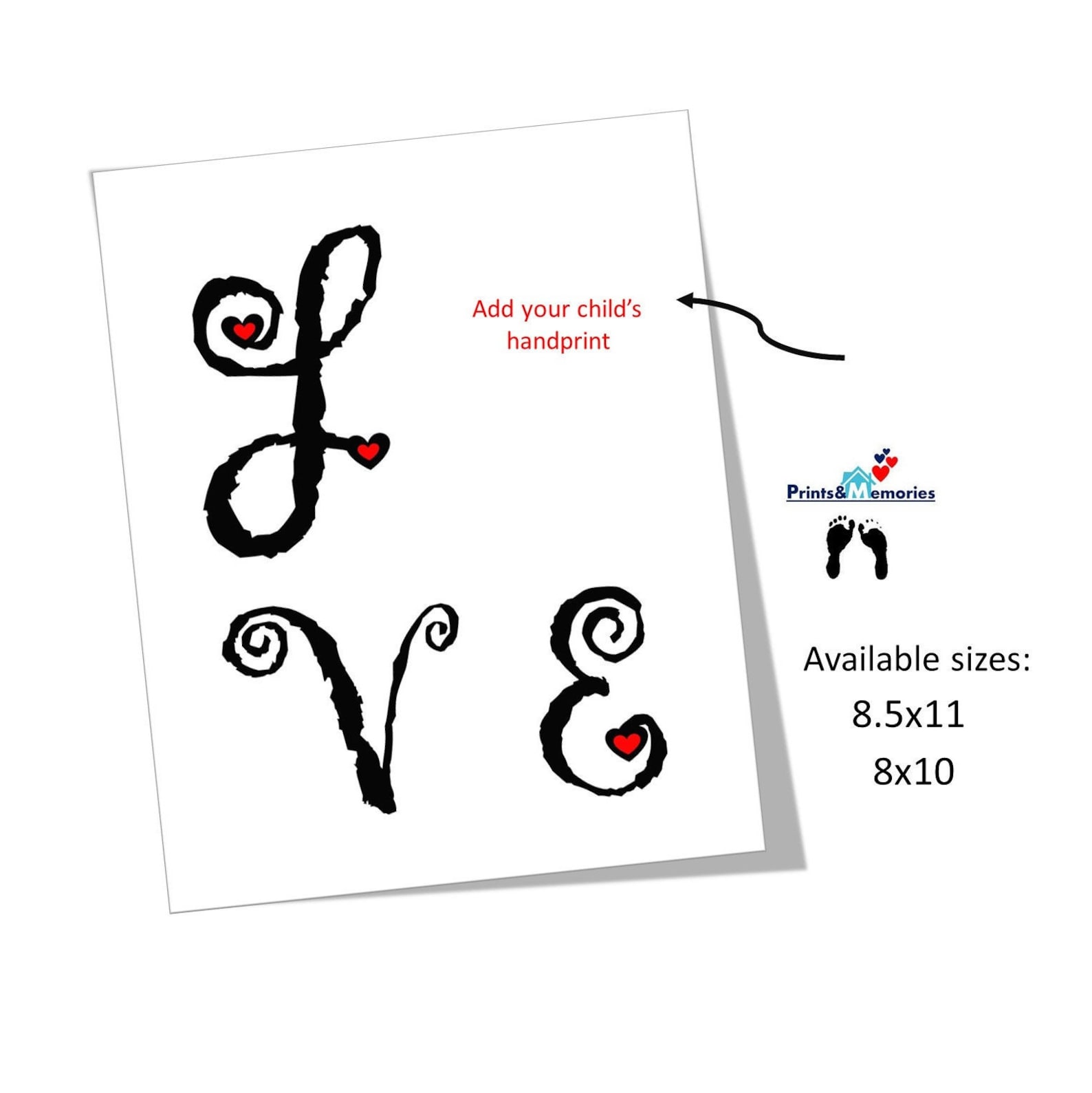 Love Handprint Art, Baby/toddler/kid Valentine's/mother's Day Handprint ...