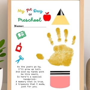First Day of School Handprint Poem: Keepsake Gift (digital Download) - Etsy