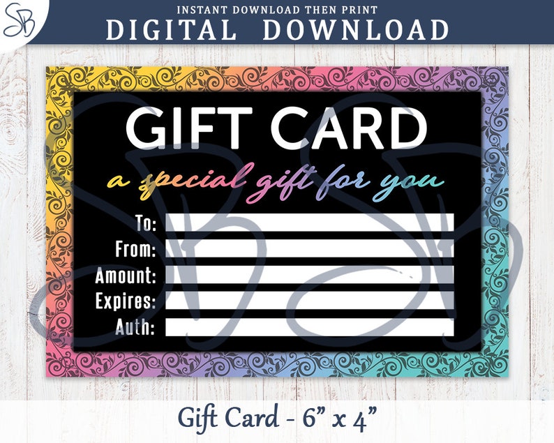 Printable Gift Card Available in Digital Download JPG Format ...