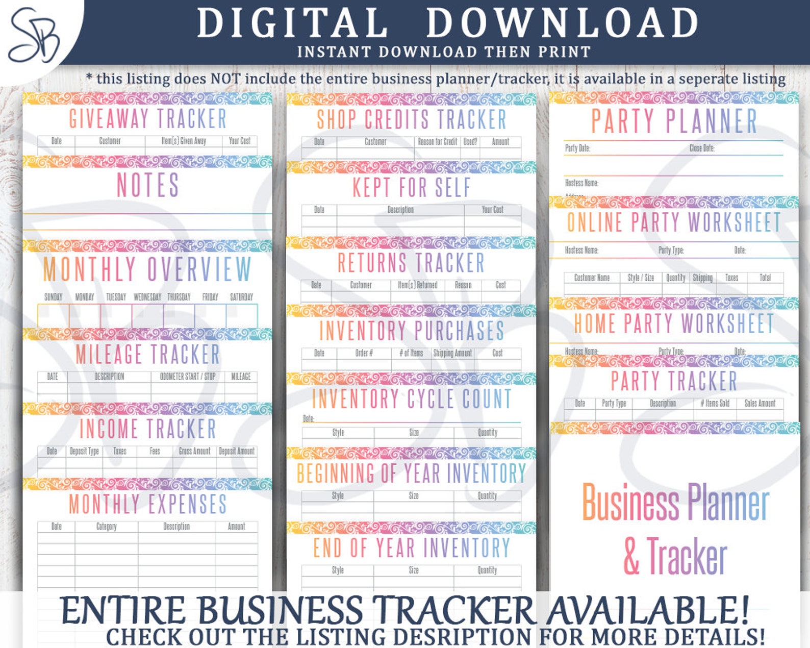 Printable Party Planning Tracker for Direct Sales - Small Business ...