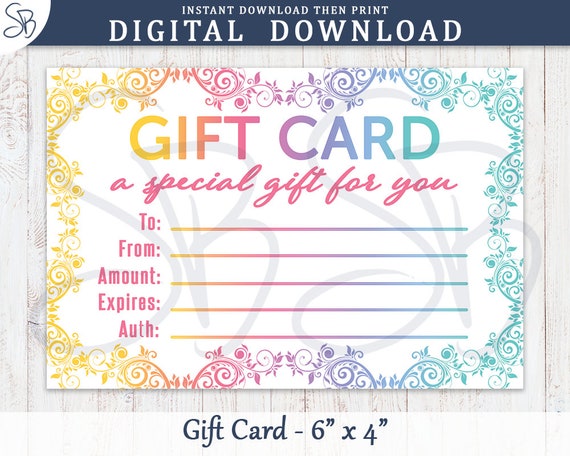 Printable Gift Card Available in Digital Download JPG Format - Etsy