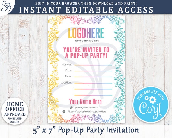 Instant Editable Pop-Up Party Invitations Floral Design | Etsy