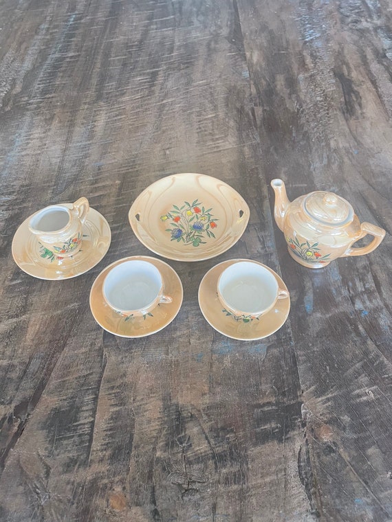Vintage Miniature Lusterware Toy Tea Set Japan | Etsy