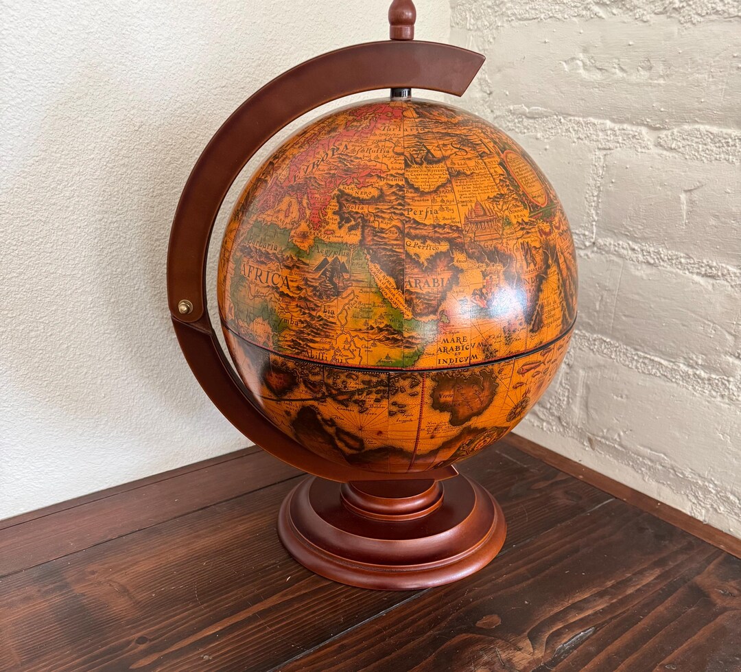 Italian World Globe Table Top Dry Bar - Etsy