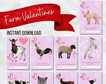 ADORABLE FARM GIRLS and Animals Valentine Templates-6 Cute Girls and ...