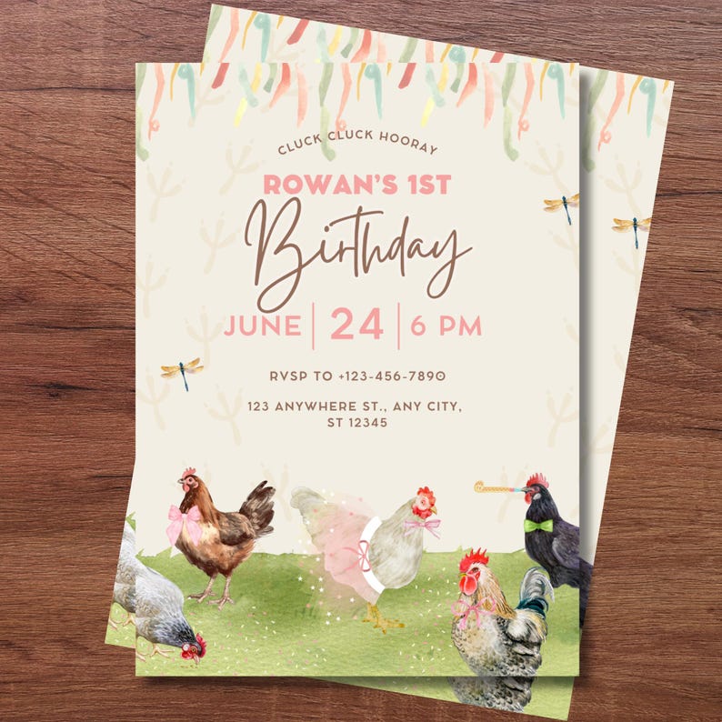 Chicken Farm Birthday Party Digital Invite - Chicken Theme Party ...