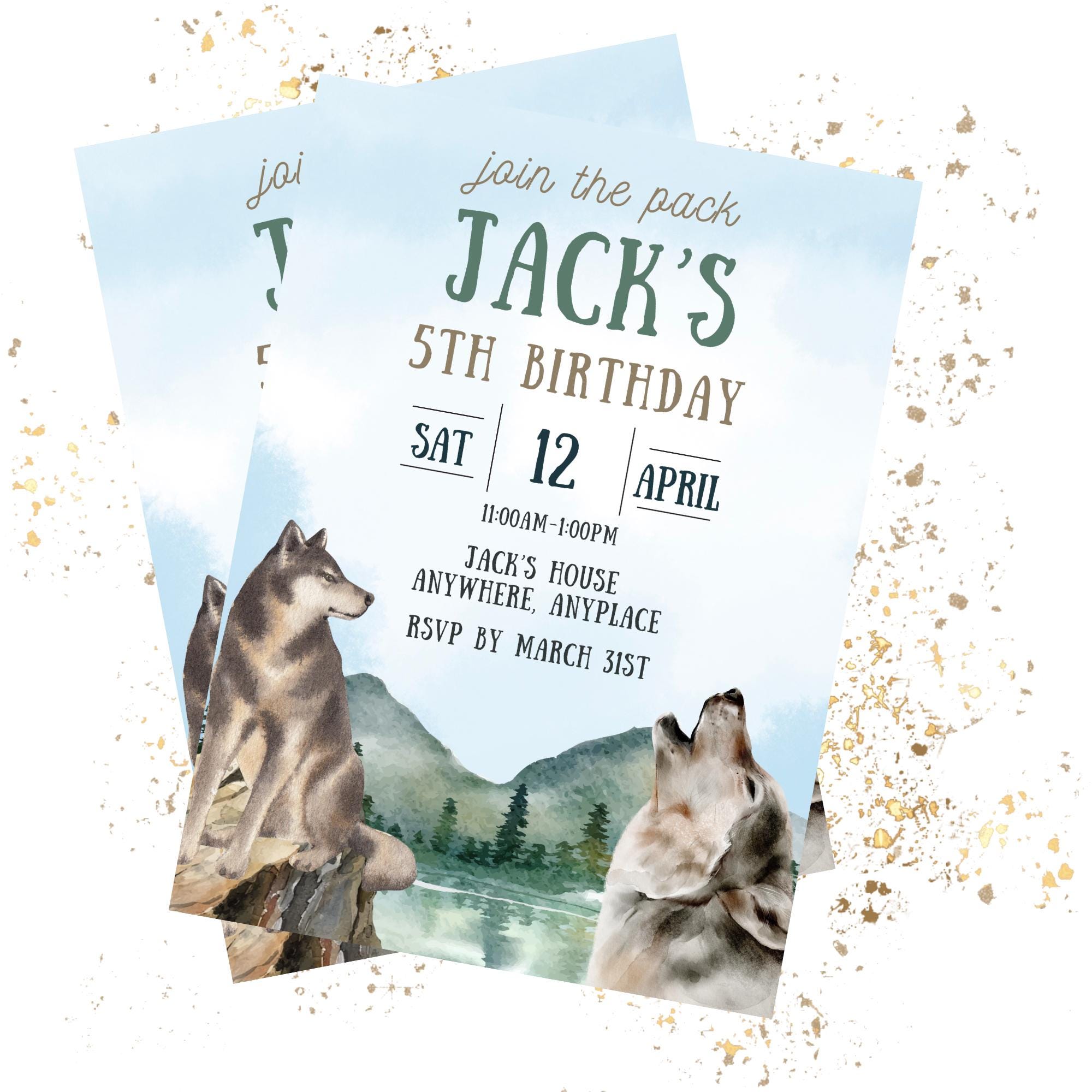 Wolf Birthday Invite - Etsy