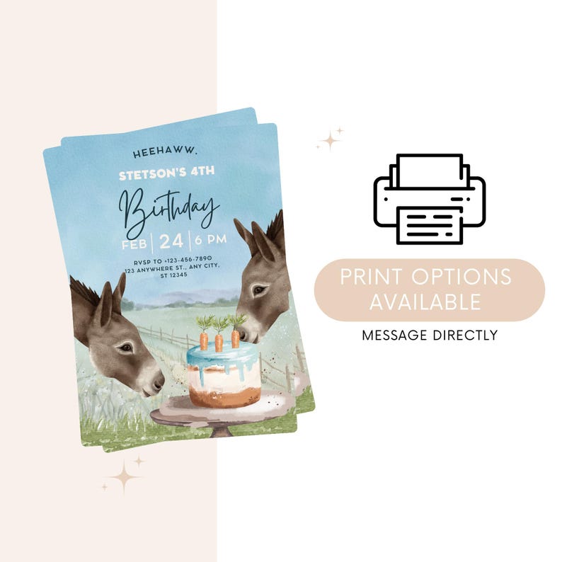 Donkey Farm Birthday Party Digital Invite - Donkey Mule Theme Party ...