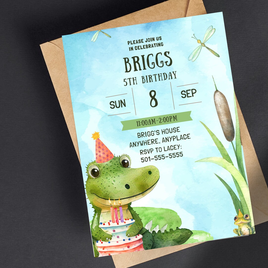 Crocodile Swamp Birthday Party Invite - Etsy