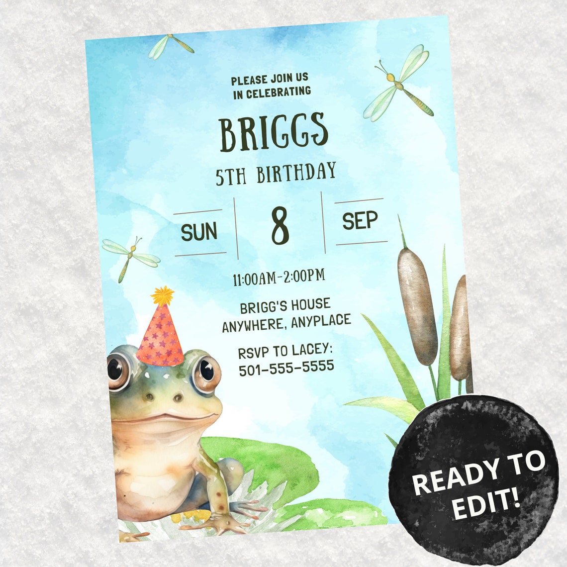 Frog Birthday Party Invite - Etsy