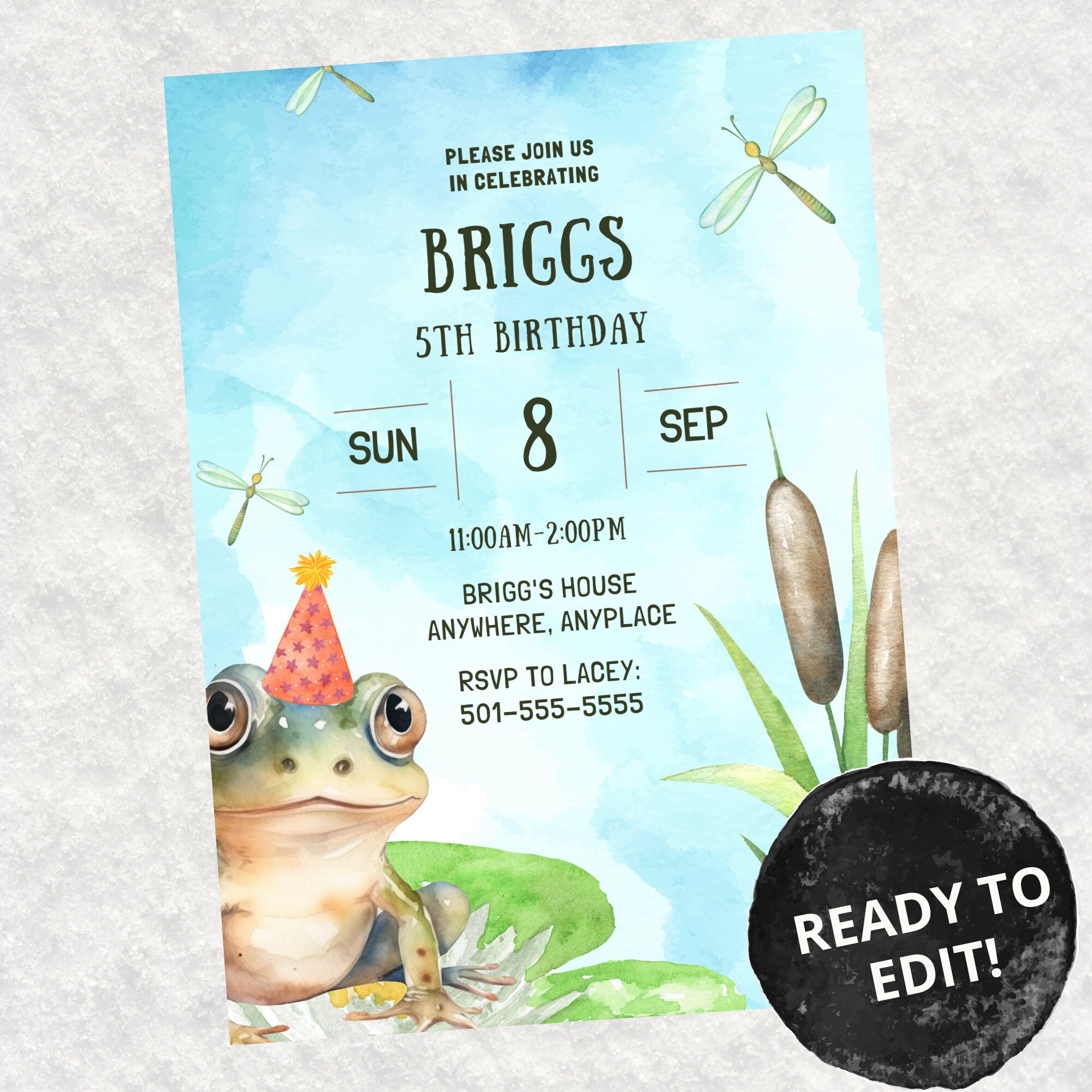 Frog Birthday Party Invite - Etsy