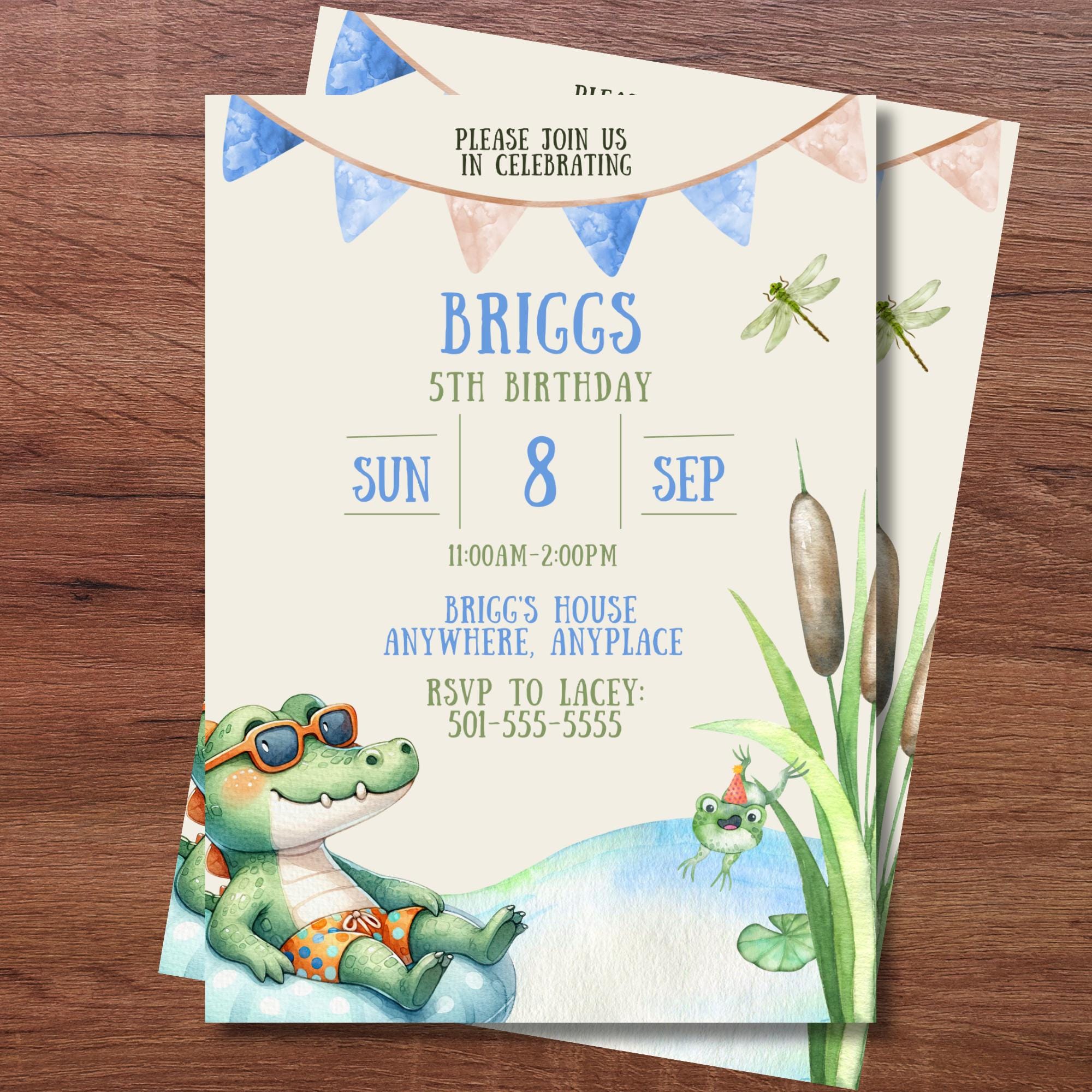 Crocodile Swamp Birthday Party Invite Kit - Alligator Birthday Party ...
