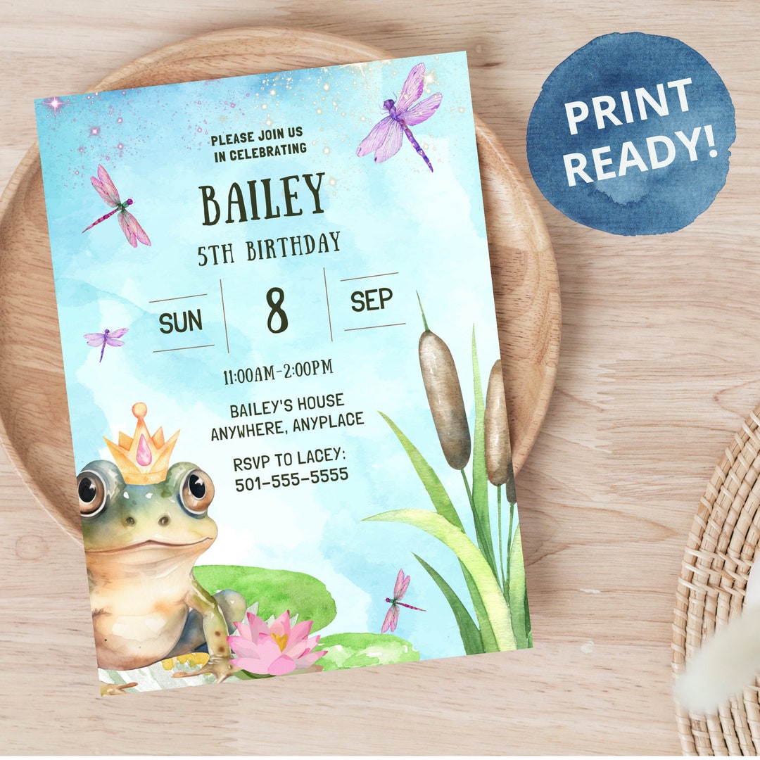 Princess Frog Birthday Party Invite - Etsy