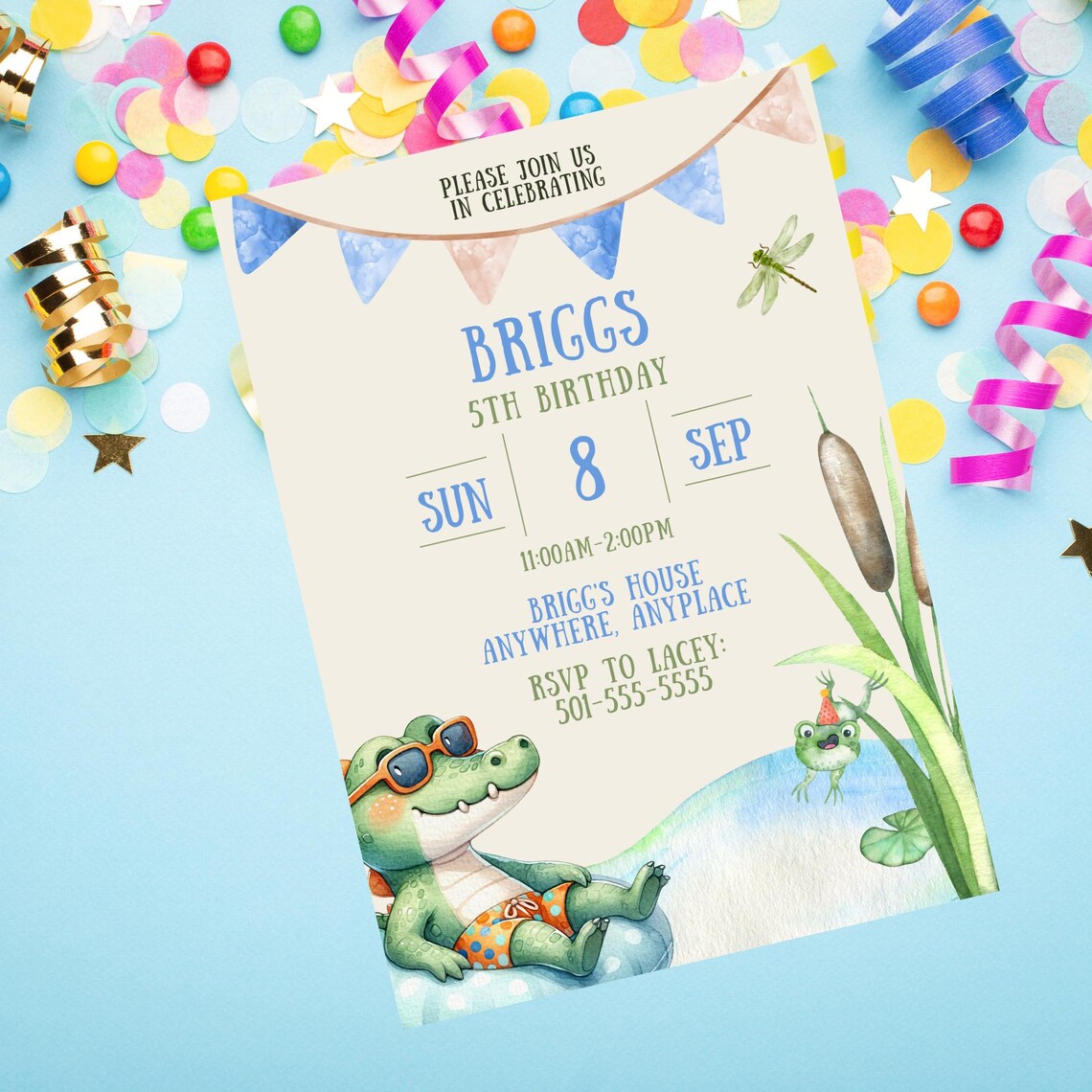 Crocodile Swamp Birthday Party Invite Kit - Alligator Birthday Party ...