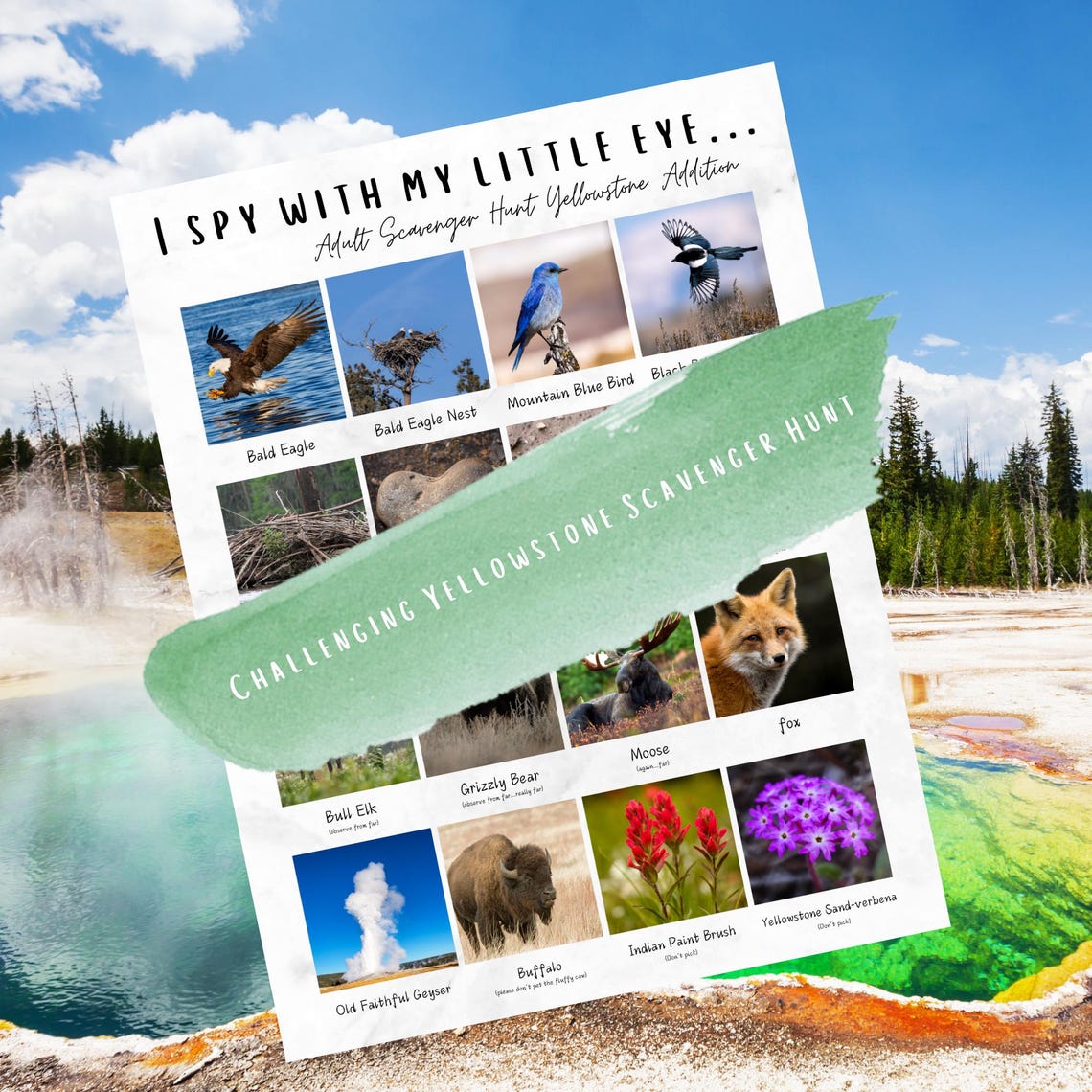 Yellowstone Scavenger Hunt for Adults and Teens - Difficult Yellowstone ...
