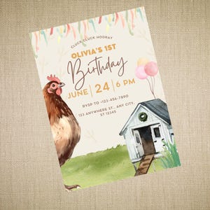 Chicken Farm Birthday Party Digital Invite - Chicken Theme Party ...