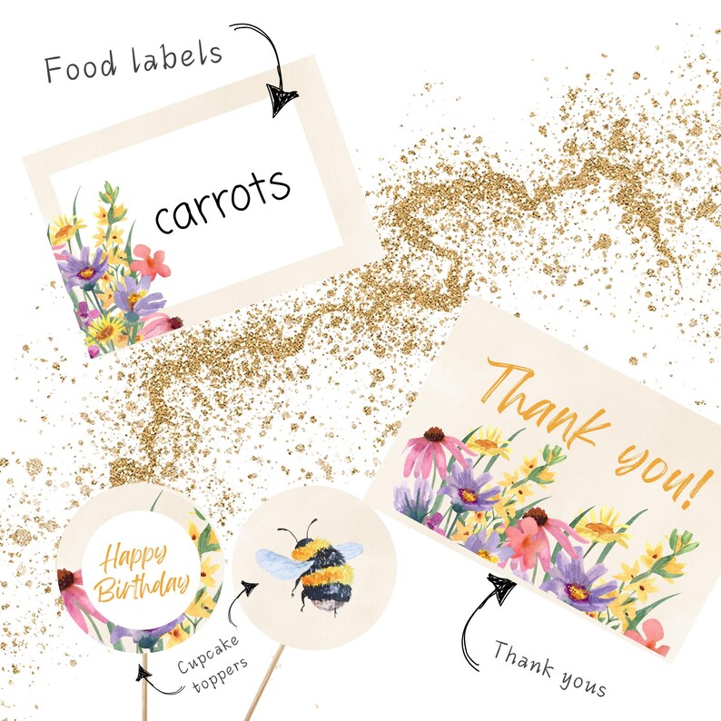 Wildflower Birthday Party Digital Invite - Little Girl's Party Package ...