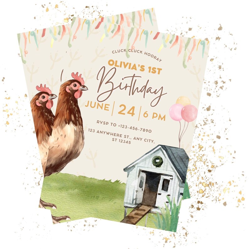 Chicken Farm Birthday Party Digital Invite - Chicken Theme Party ...
