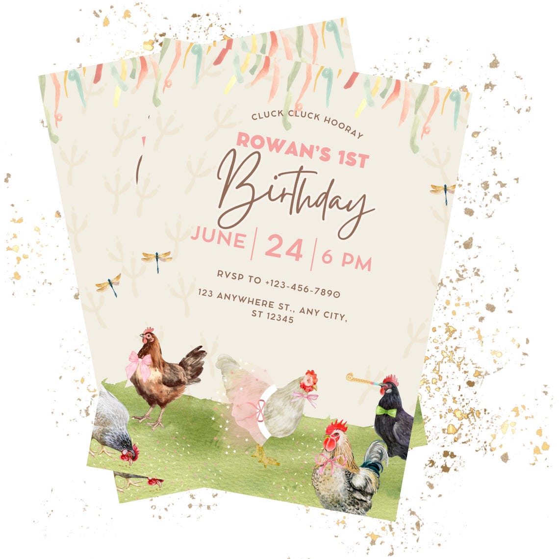 Chicken Farm Birthday Party Digital Invite - Chicken Theme Party ...