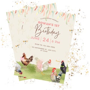 Chicken Farm Birthday Party Digital Invite - Chicken Theme Party ...