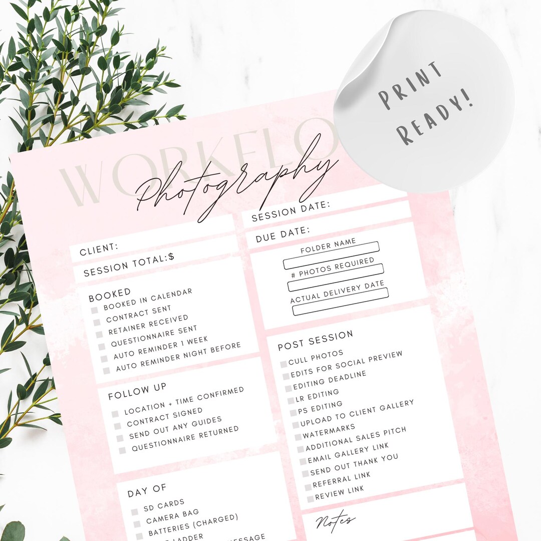 Photography Client Workflow - Workflow Template - Photography Template ...