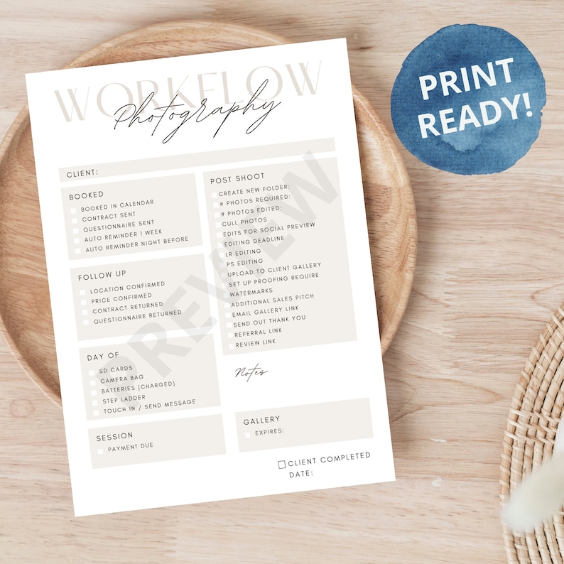 Photography Client Workflow - Workflow Template - Photography Template ...