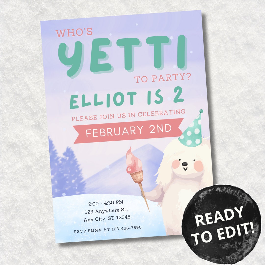 ¿Quién es Yetti para la fiesta? - Invitación a la fiesta de cumpleaños ...