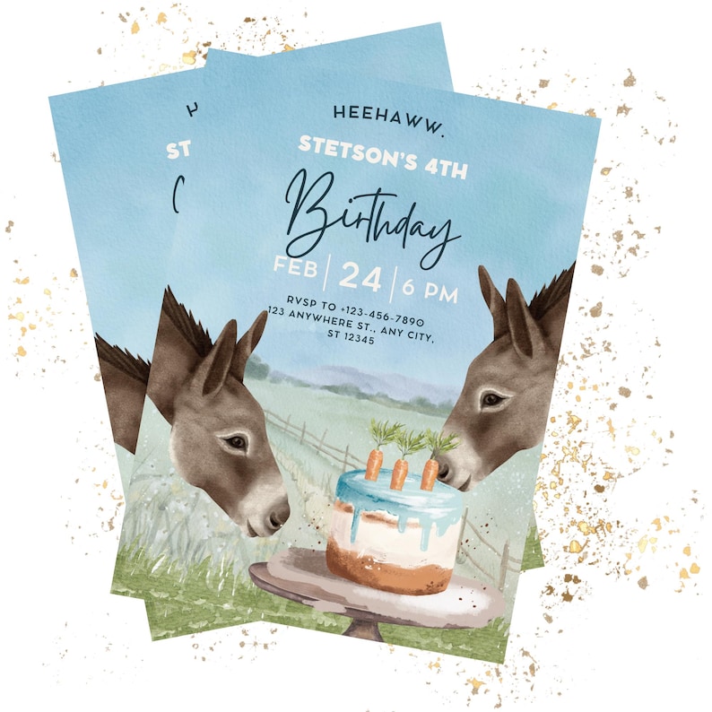 Donkey Farm Birthday Party Digital Invite - Donkey Mule Theme Party ...