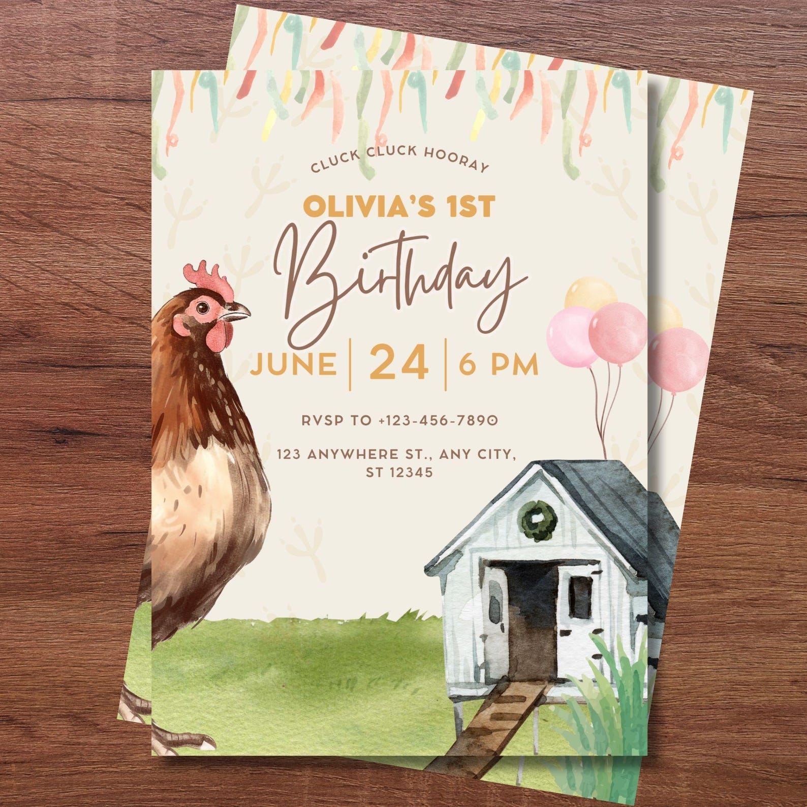 Chicken Farm Birthday Party Digital Invite - Chicken Theme Party ...