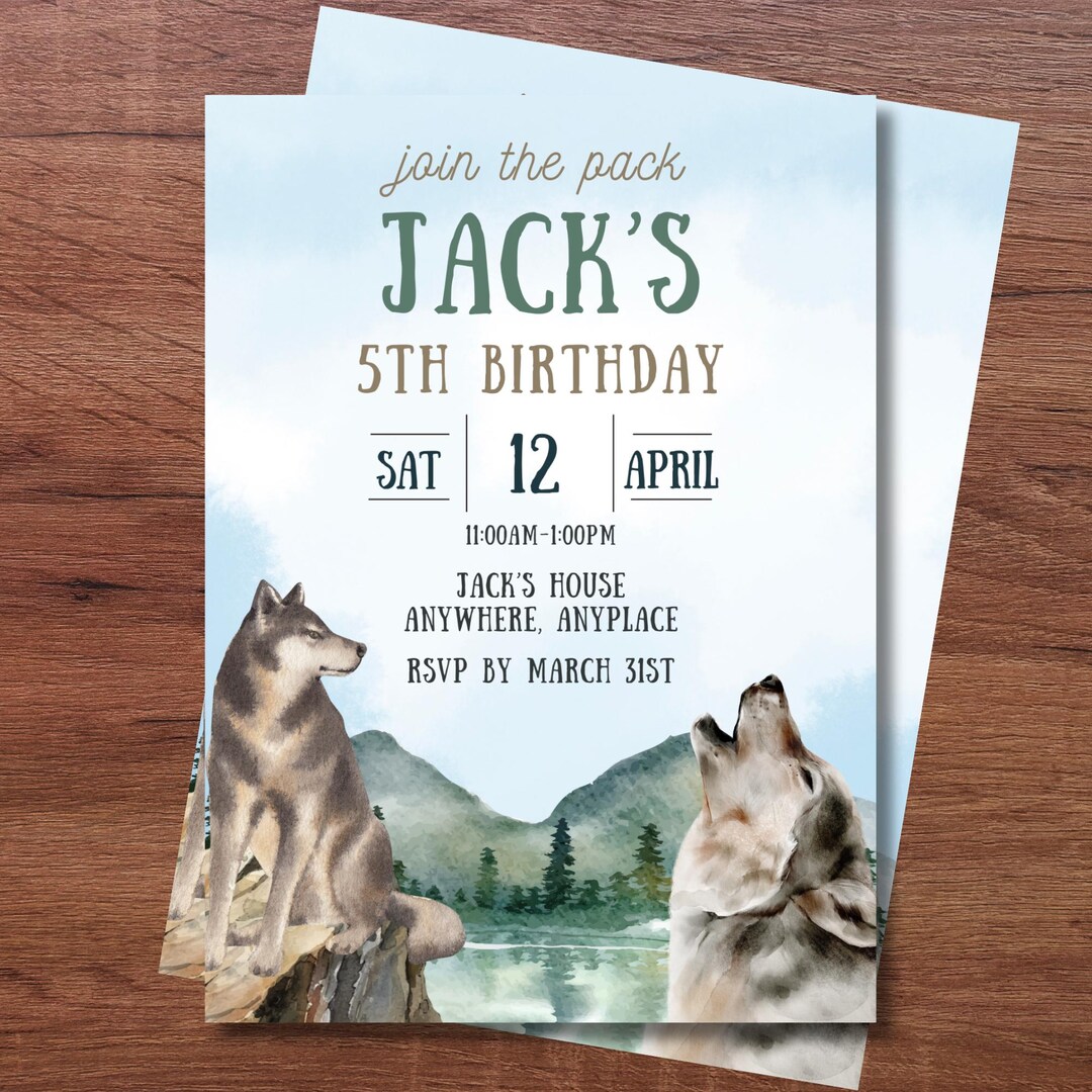 Wolf Birthday Invite - Etsy