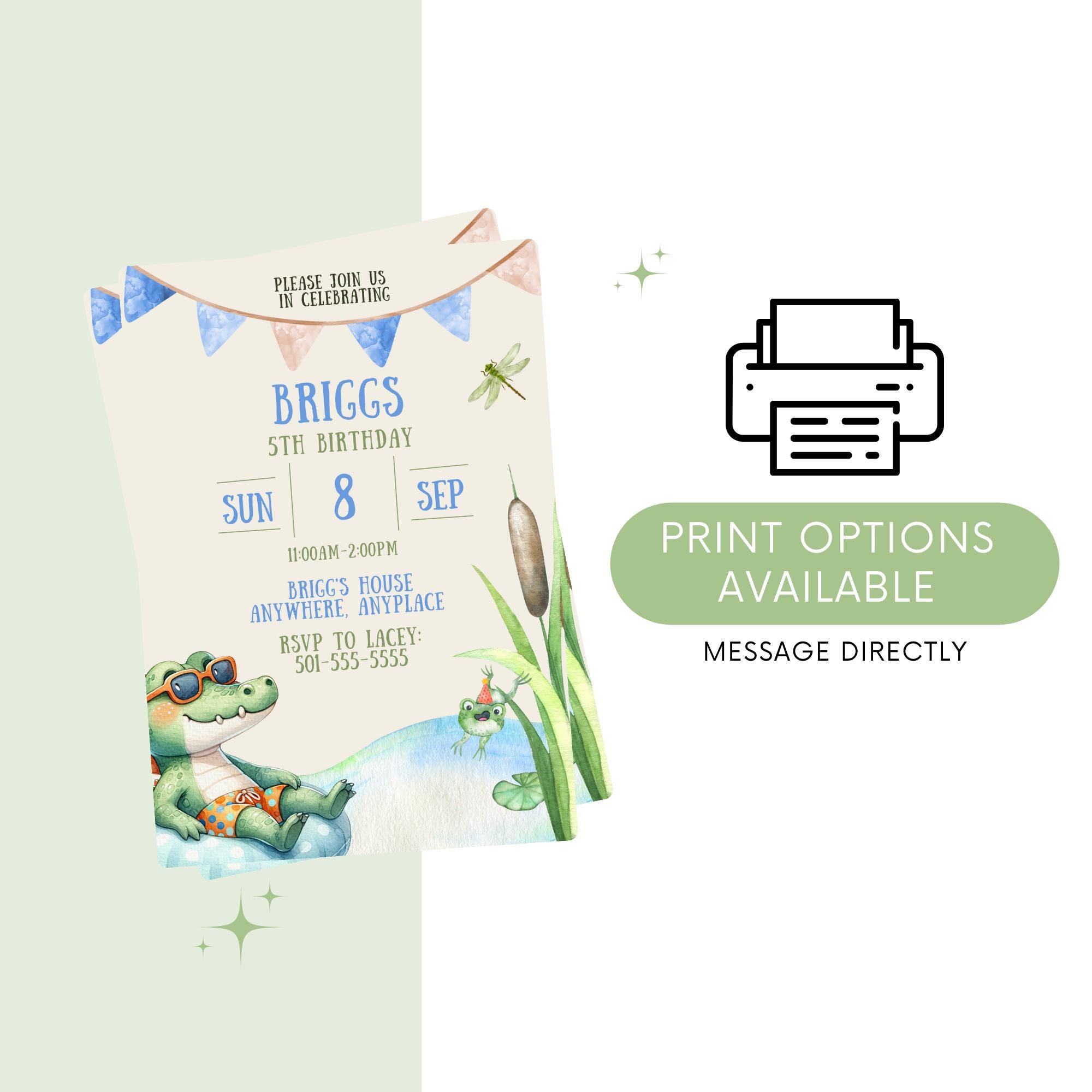 Crocodile Swamp Birthday Party Invite Kit - Alligator Birthday Party ...