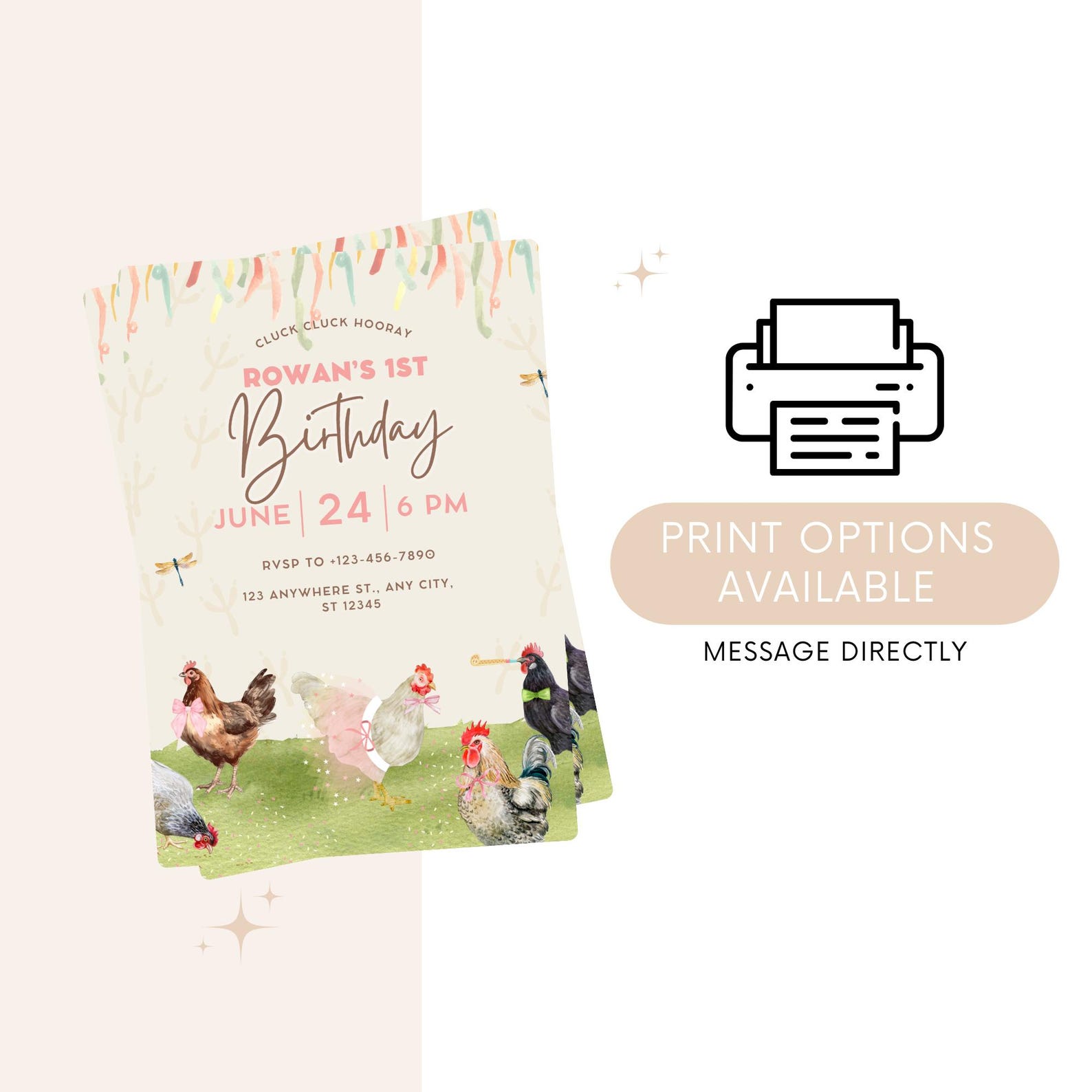 Chicken Farm Birthday Party Digital Invite - Chicken Theme Party ...