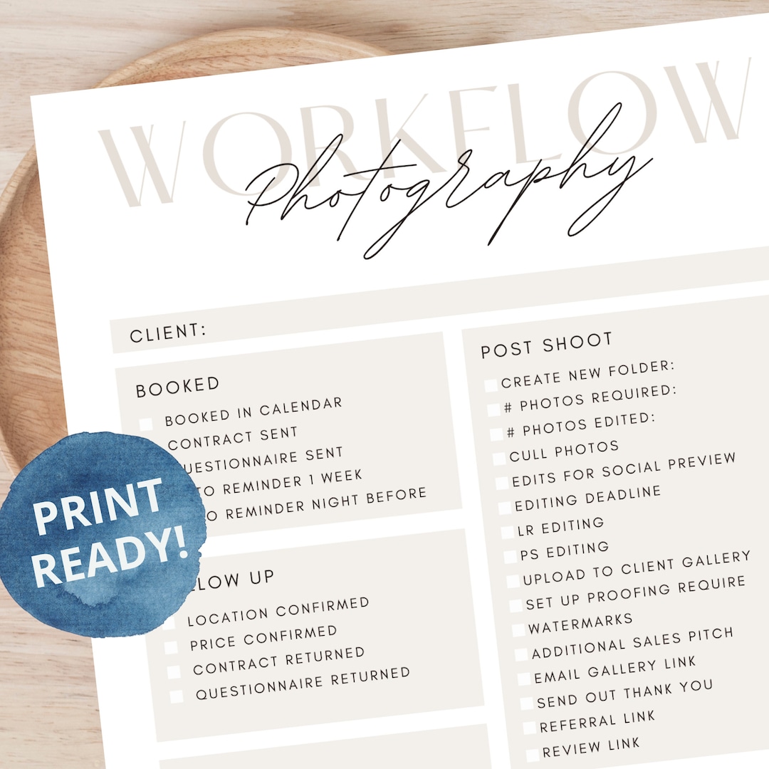Photography Client Workflow - Workflow Template - Photography Template ...