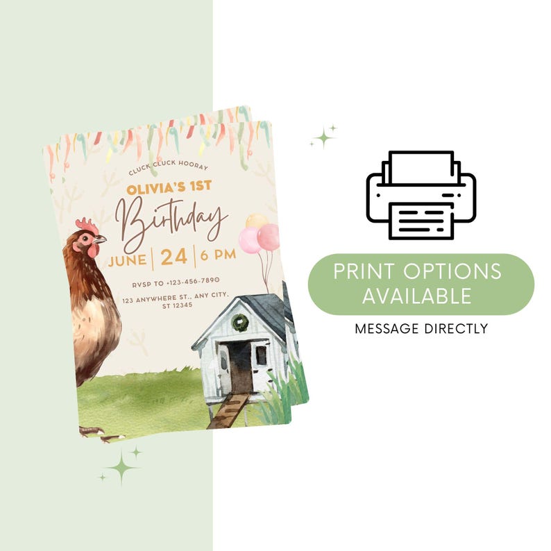 Chicken Farm Birthday Party Digital Invite - Chicken Theme Party ...