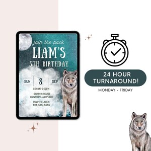 Wolf Birthday Invite - Etsy