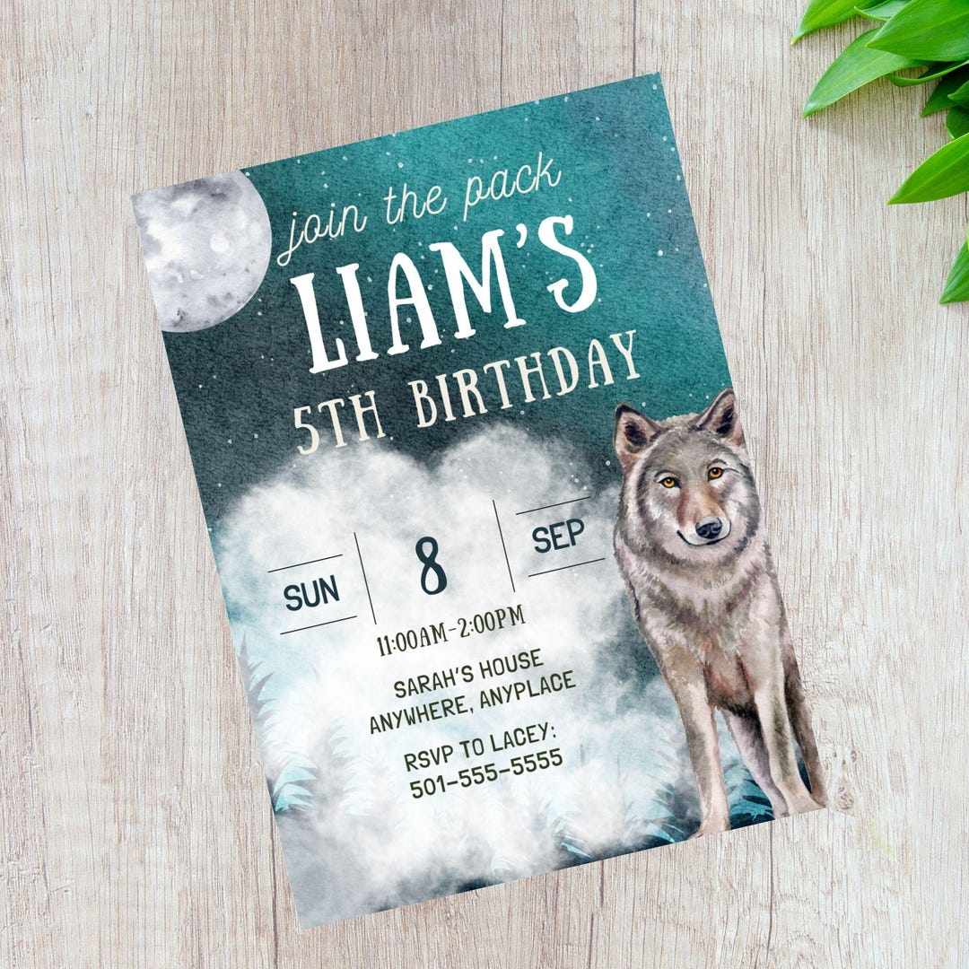 Wolf Birthday Invite - Etsy