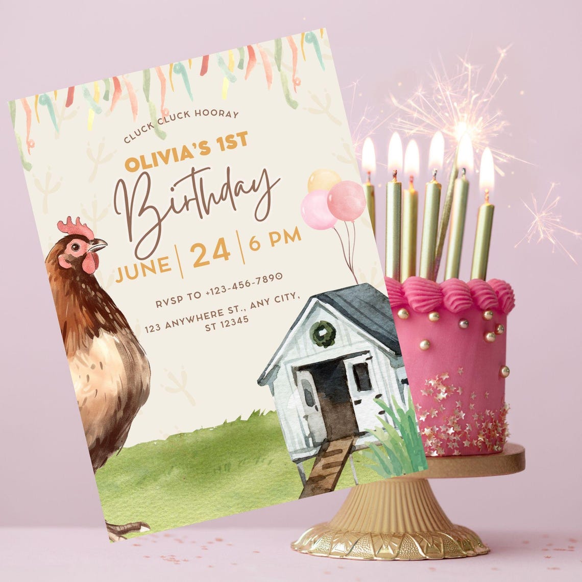 Chicken Farm Birthday Party Digital Invite - Chicken Theme Party ...