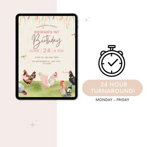 Chicken Farm Birthday Party Digital Invite - Chicken Theme Party ...