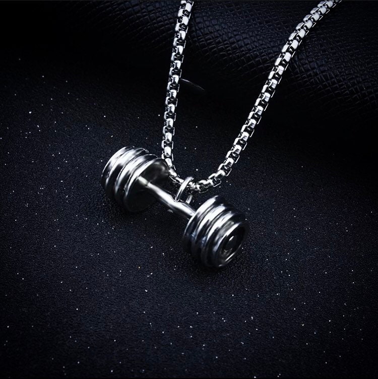 Silver Inox Dumbbell Necklace High Quality Men's Necklace - Etsy Canada