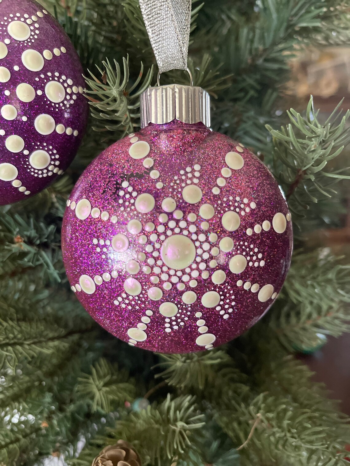 Hand Painted Dot Mandala Snowflake Christmas Ornament - Etsy