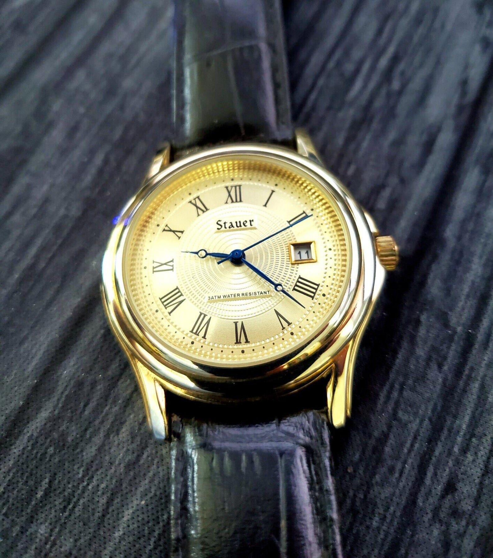 Stauer Vintage Style Embossed Dial Leather Mens Dress Watch - Etsy