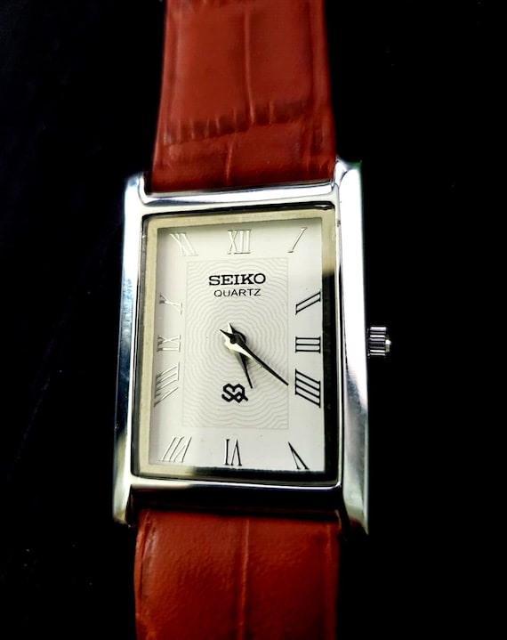RARE NOS Seiko Men Tank Rectangular Gorgeous White Di… - Gem