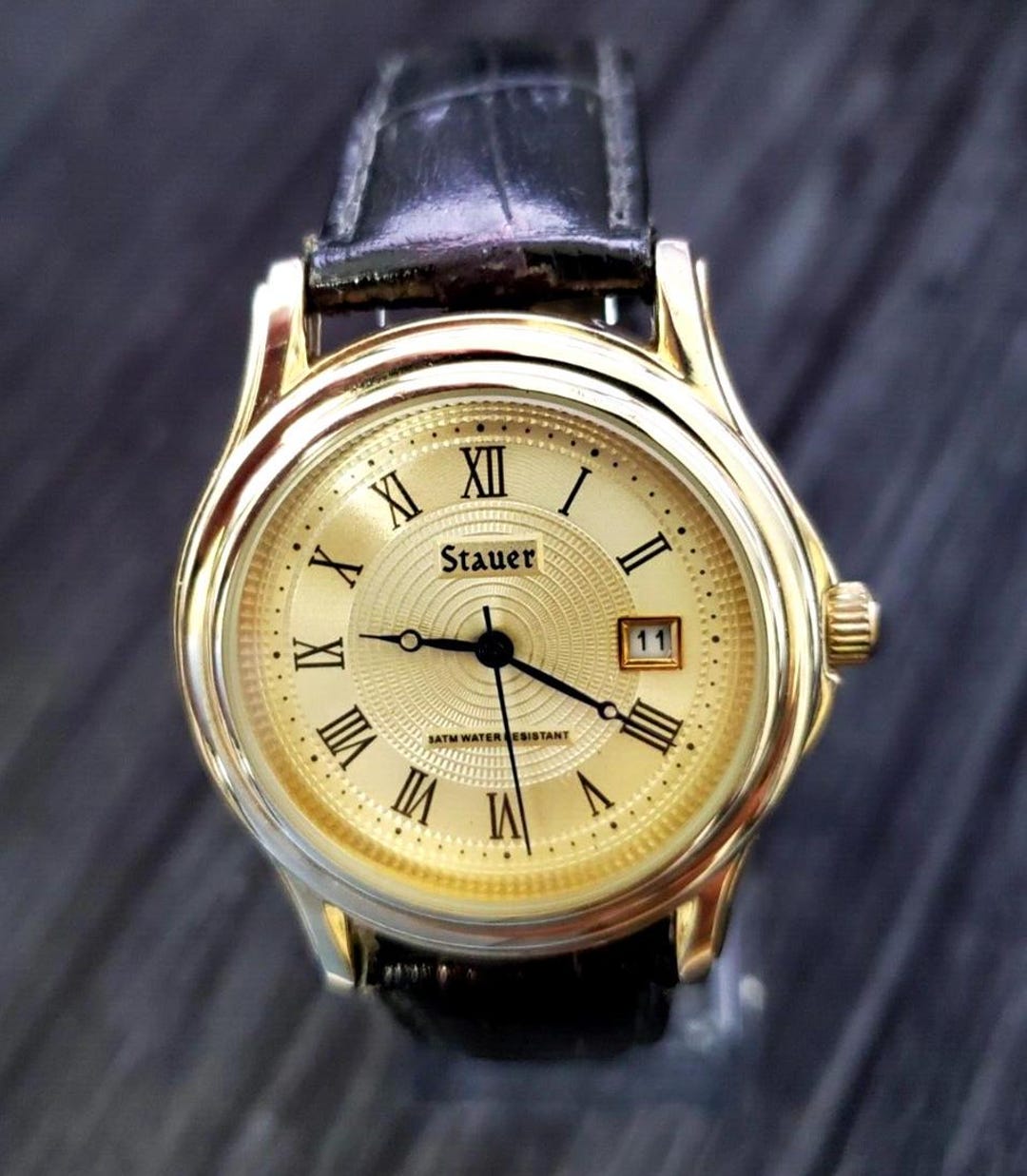 Stauer Vintage Style Embossed Dial Leather Mens Dress Watch - Etsy