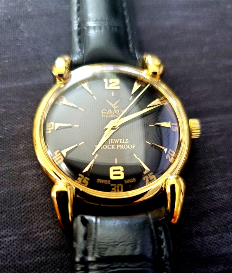 RARE Camy Geneve Mechanical Swiss Watch Restored Serviced Gld-blk-blk ...