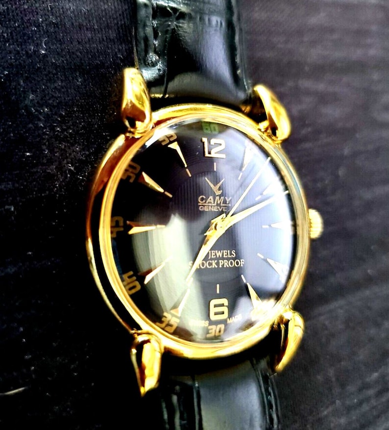 RARE Camy Geneve Mechanical Swiss Watch Restored Serviced Gld-blk-blk ...
