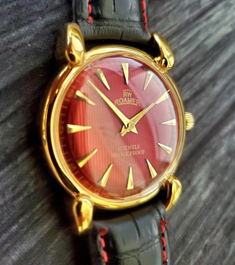 RARE Roamer Brevete Swiss Mens Manual Watch Red Teaked Dial - Etsy