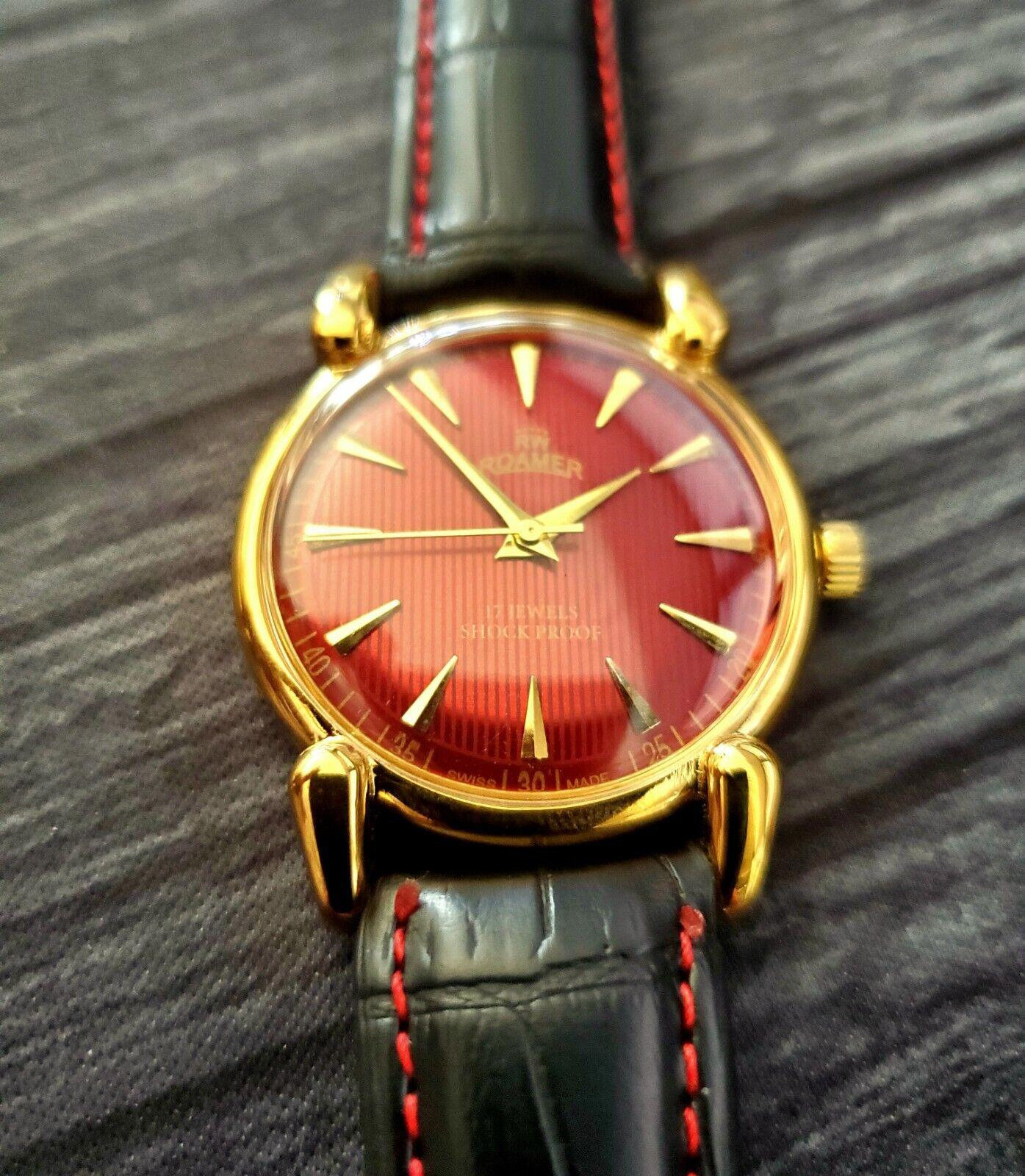 RARE Roamer Brevete Swiss Mens Manual Watch Red Teaked Dial - Etsy