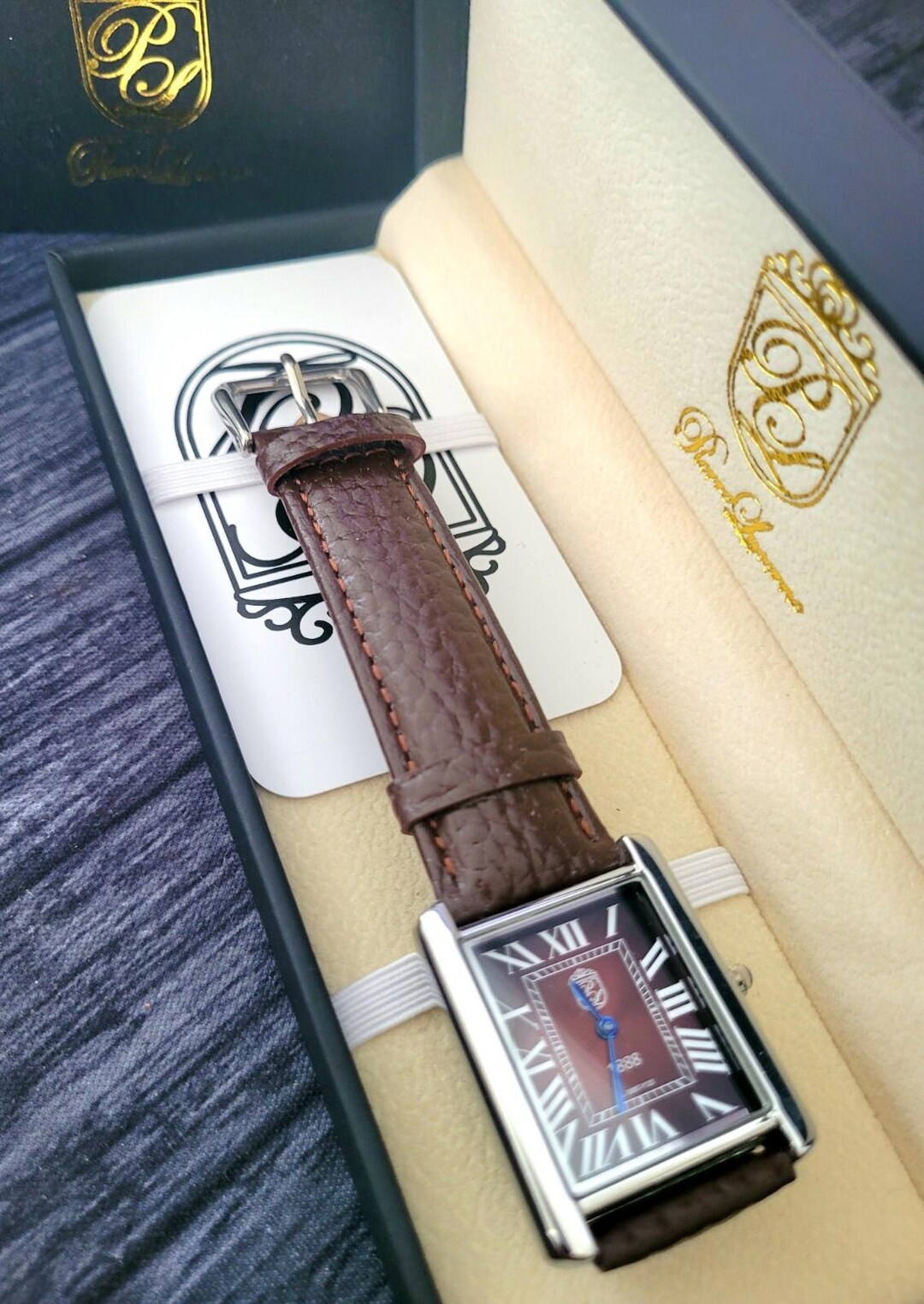 Pierre Lucerne Root Beer Dial 1888 Mens Tank Watch With Box - Etsy