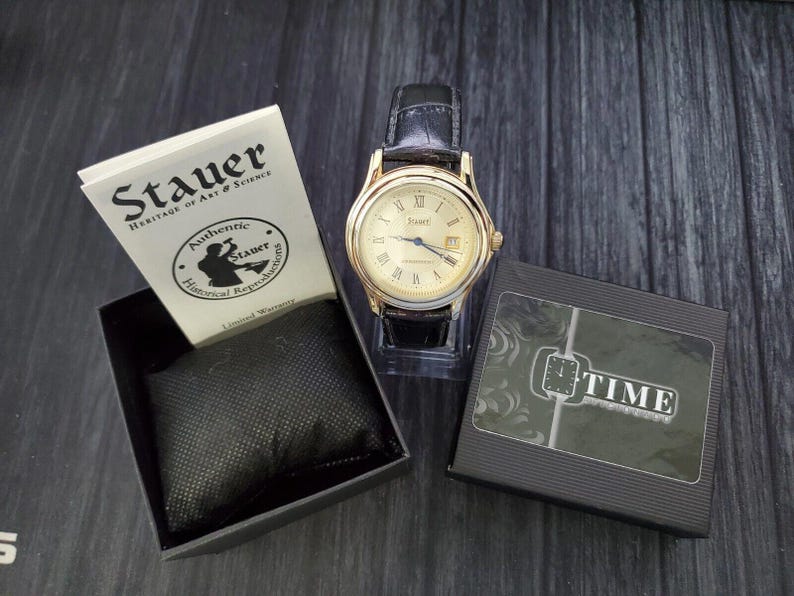 Stauer Vintage Style Embossed Dial Leather Mens Dress Watch - Etsy
